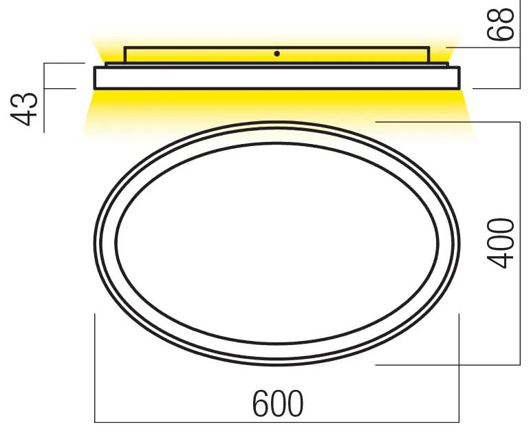 Redo group Redo Nobu, oválné bílé stropní svítidlo LED 60W 3000/4000K, 60x40cm, tříkrokové stmívání