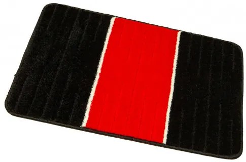 Sada koupelnových koberečků COMO červená / černá, pruhy
