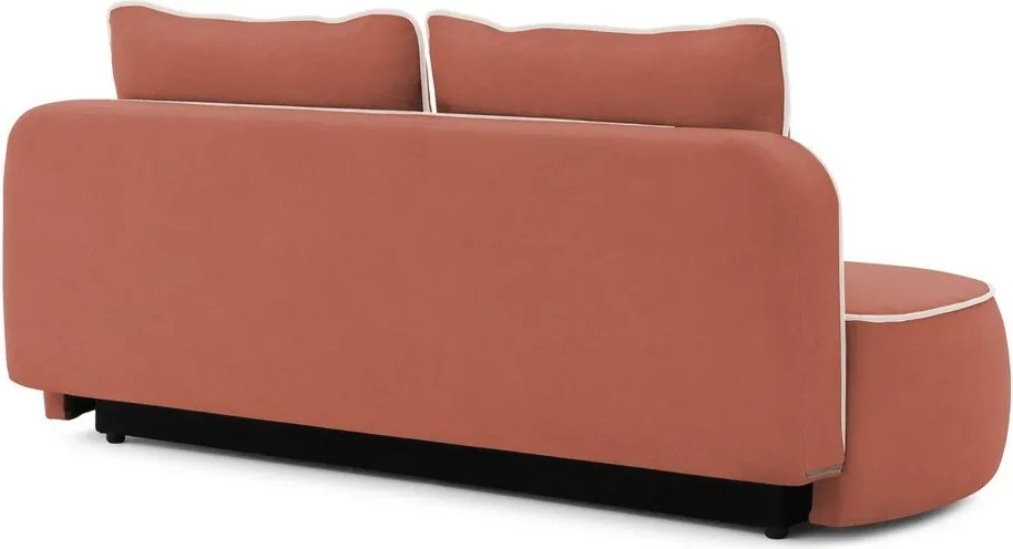 Růžová/světle šedá sametová rozkládací/s úložným prostorem dětská pohovka 210 cm Saga – Ropez