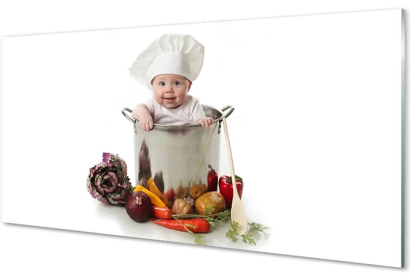 Obraz na skle Dětské zeleniny v hrnci 100x50 cm