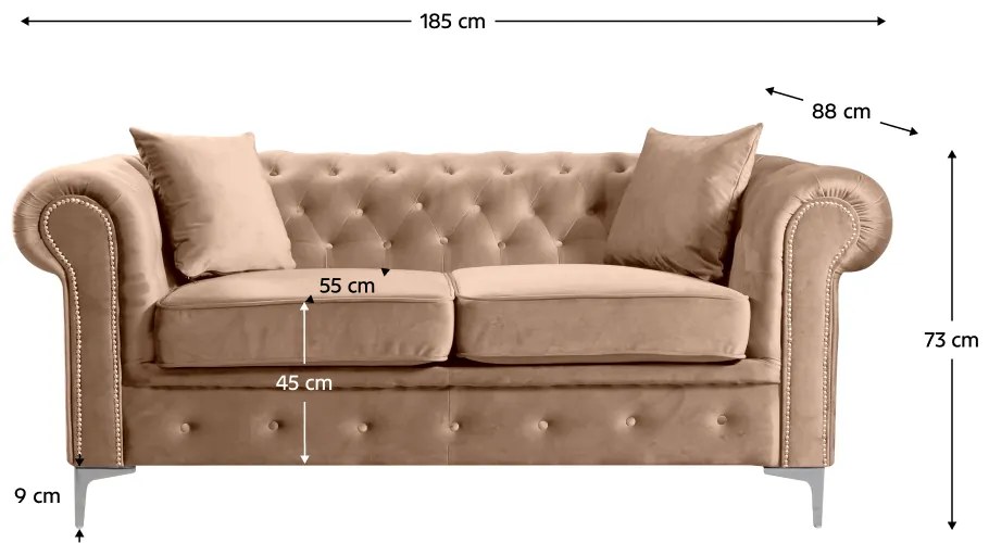 Rozkládací chesterfield pohovka 2-místná ROMANO Tempo Kondela