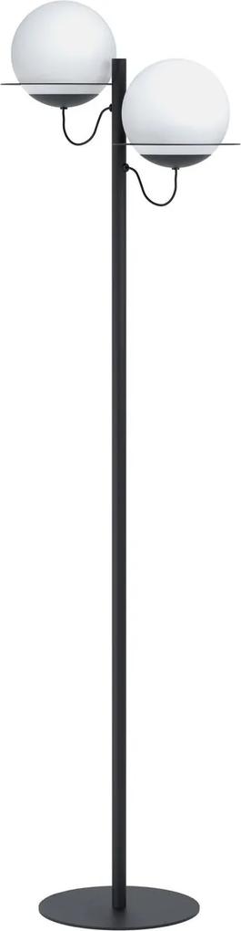 Eglo 98366 SABALETE - Stojací lampa v kombinaci černého kovu a opálových skel, 2x E27