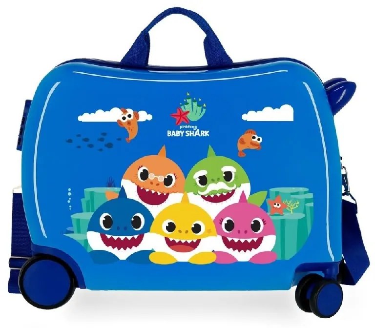 JOUMMABAGS Dětský kufřík na kolečkách Happy Family Baby Shark MAXI ABS plast, 50x38x20 cm, objem 34 l