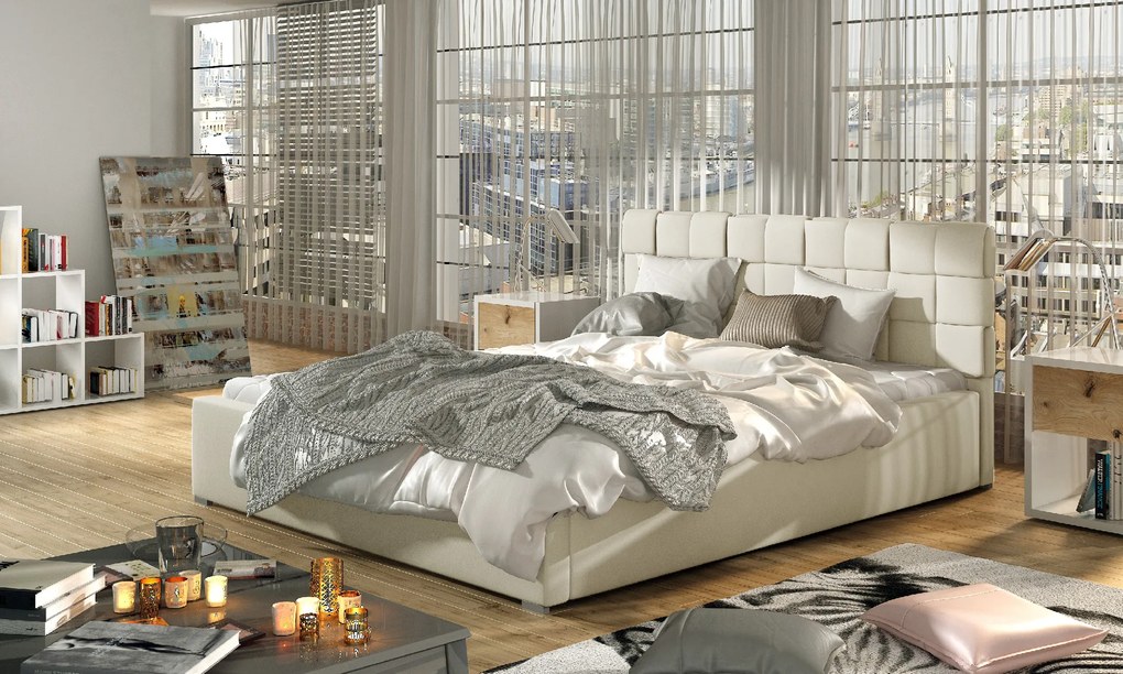 Eltap Čalouněná postel Grand s úložným prostorem Materiál a barva potahu: Soft 17 - bílá, Rozměry (cm): 200x200