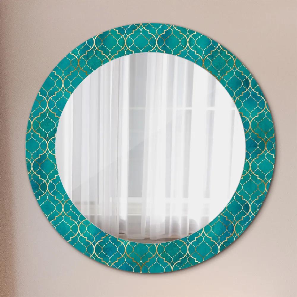 Kulaté dekorativní zrcadlo Zelená a zlaté složení fi 60 cm