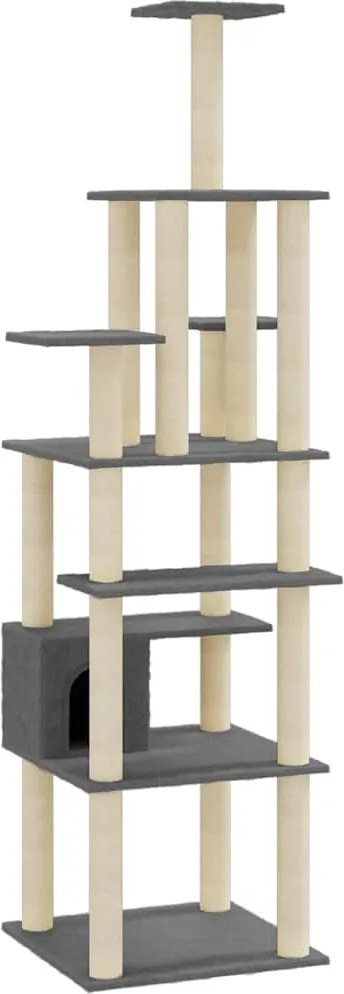 Škrabadlo pro kočky se sisalovými sloupky tmavě šedé 183 cm 171484