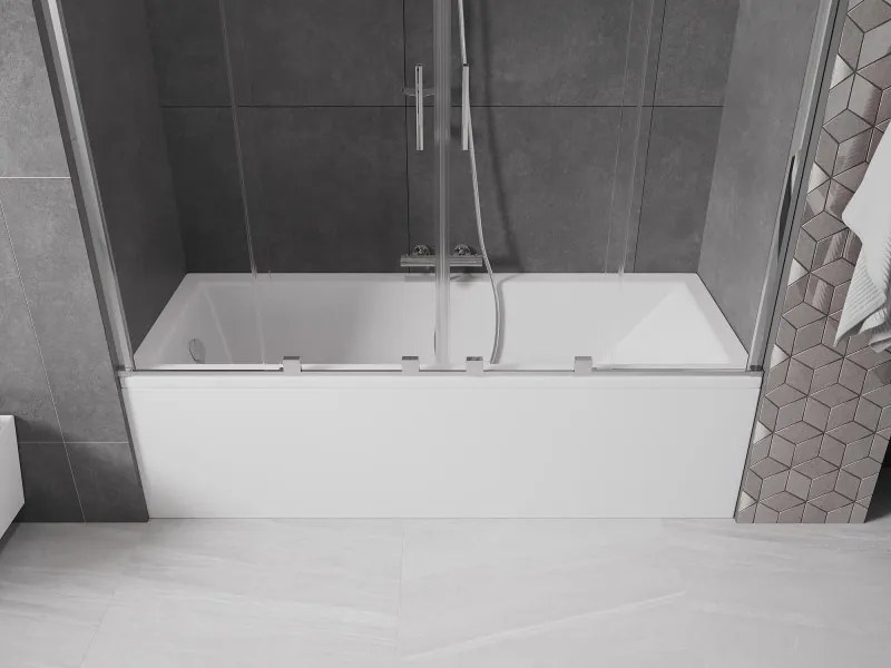 Mexen Velar Duo, 2-křídlová posuvná vanová zástěna 170 x 150 cm, 8mm čiré sklo, chromový profil, 896-170-000-02-01