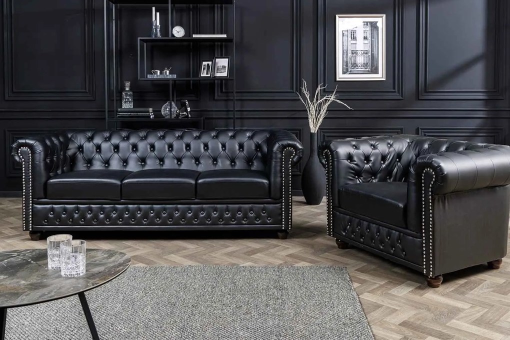 Designové křeslo Chesterfield černé