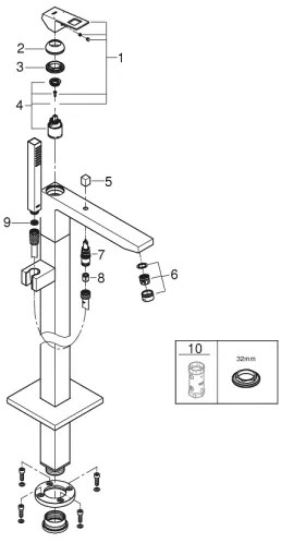 GROHE 23672001 - Vanová baterie EUROCUBE 298 mm lesklý chrom