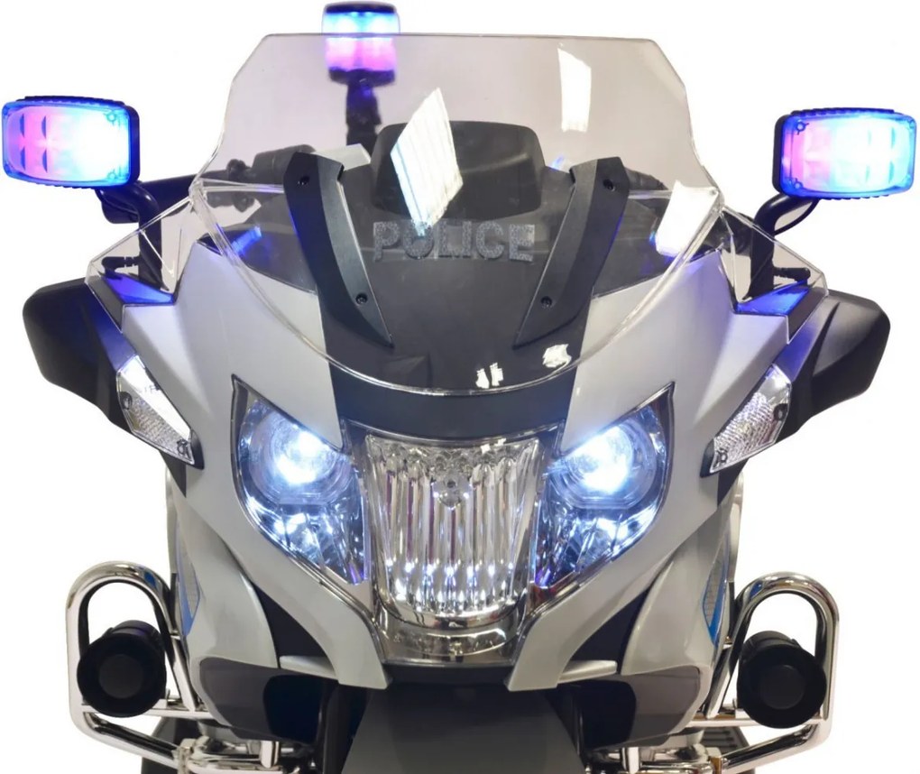 Ramiz Dětská elektrická policejní motorka BMW R1200RT + pomocná kolečka + zvuky + LED + EVA + pomalý start