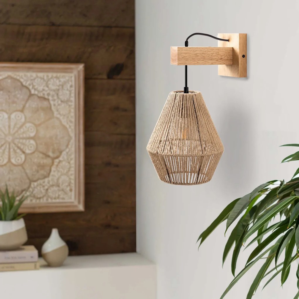 Toolight Toolight, Wood nástěnné svítidlo 1xE27 APP1149-1W, hnědá, OSW-01402