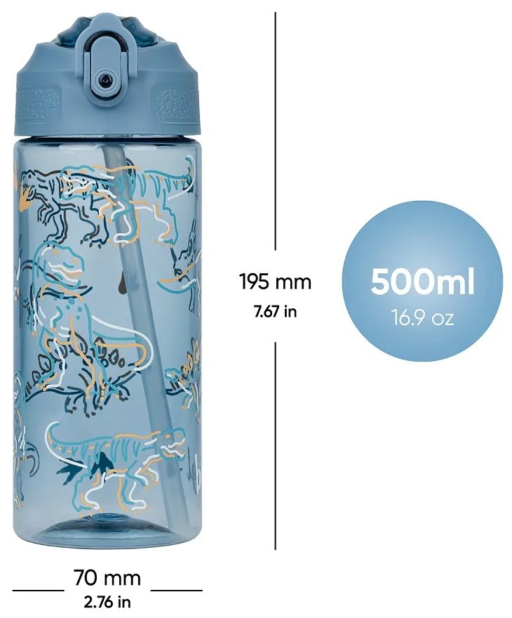 BAAGL Tritanová láhev na pití s brčkem Dino 500 ml
