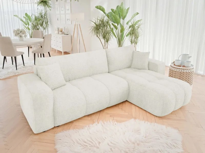Rohová rozkládací sedačka Larow Boucle, Potah: Coral 45