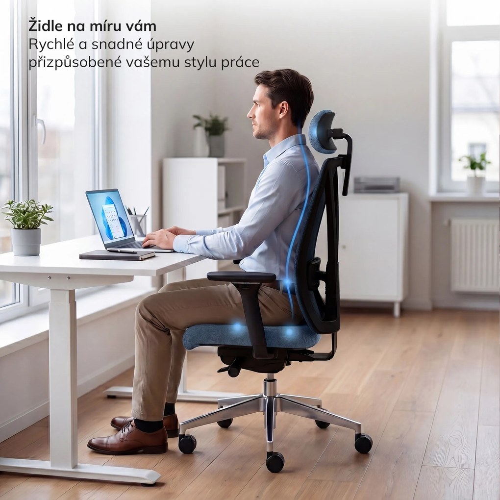 Ergonomická otočná kancelářská židle, tmavě modrá: VECTOR
