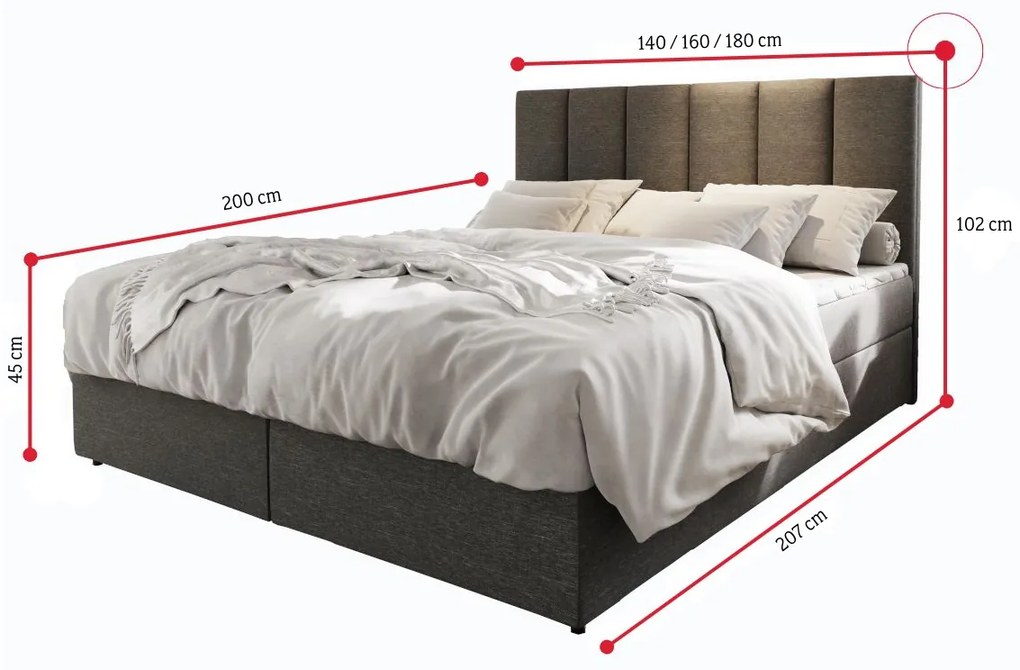 Expedo Čalouněná postel boxspring KARDI, 140x200, sawana 21