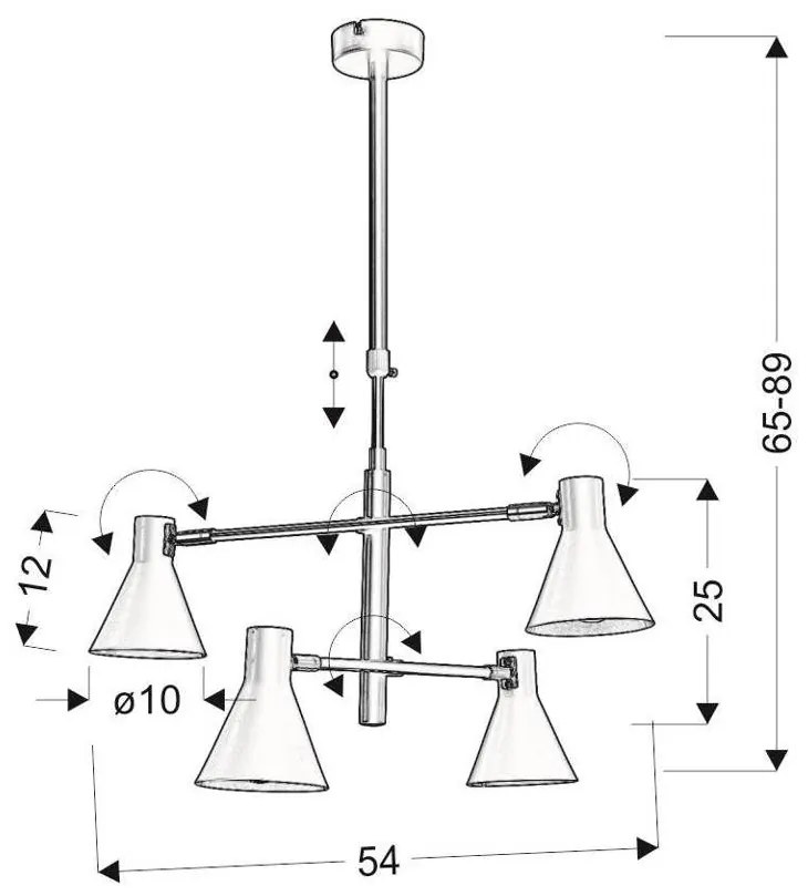 Černo-zlatý závěsný lustr Less pro žárovku 4x E14  - Candellux