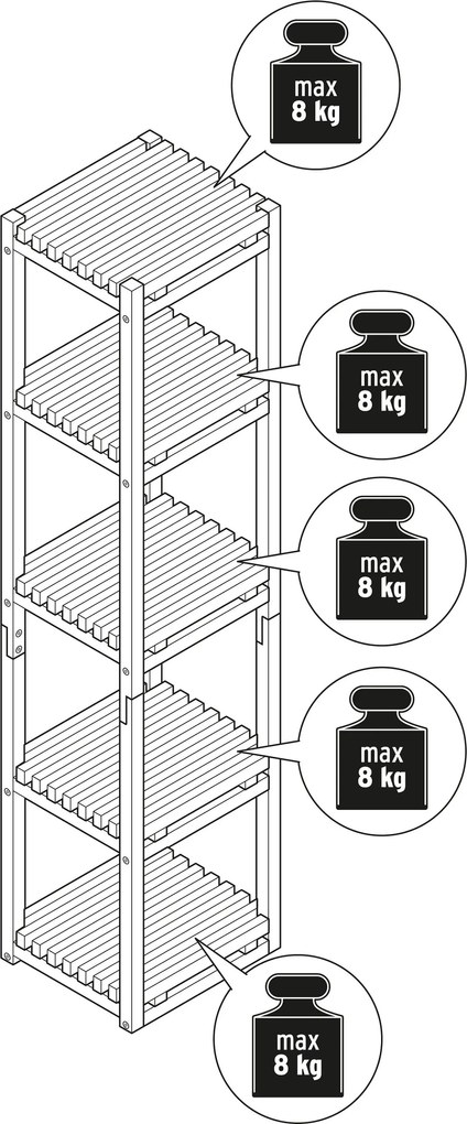 Tchibo - Úzký regál - barva: hnědá