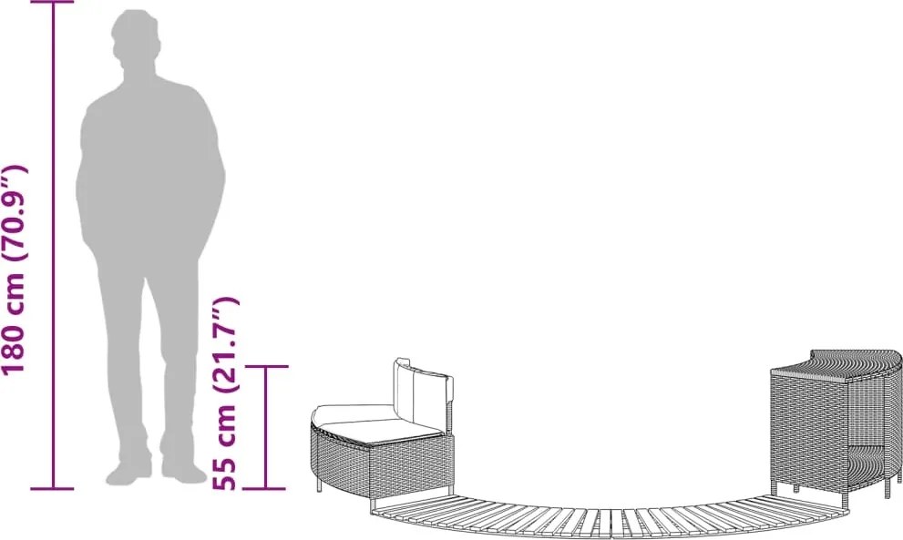 vidaXL Obruba k vířivce polyratan a masivní akáciové dřevo [365612] Barva: Šedá