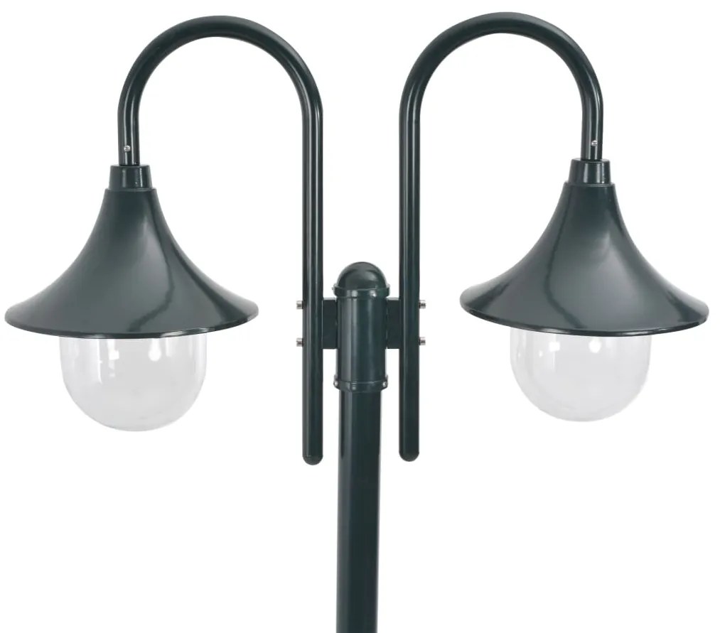 vidaXL Marketos Zahradní sloupová lampa 2 ramena E27 220 cm hliník tmavě zelená