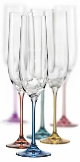 Crystalex Sklenice na šampaňské Viola Spectrum 190 ml, 6 ks (mix barev)