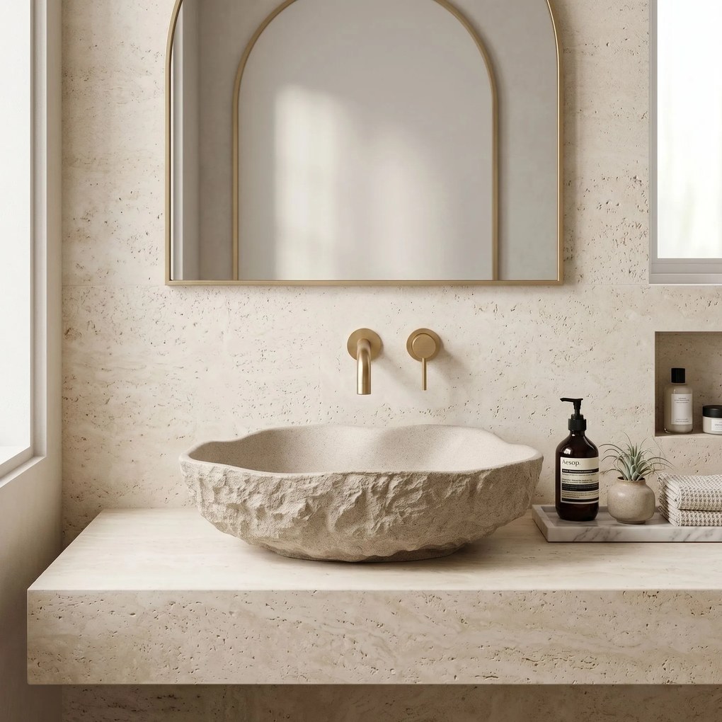 Rea Isla Warm Beige, umyvadlo na desku 490x370x140 mm, béžová, REA-U7882