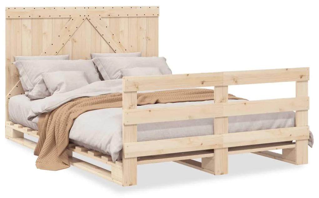 Rám postele s čelem bílý 140 x 200 cm masivní borové dřevo,  3281558