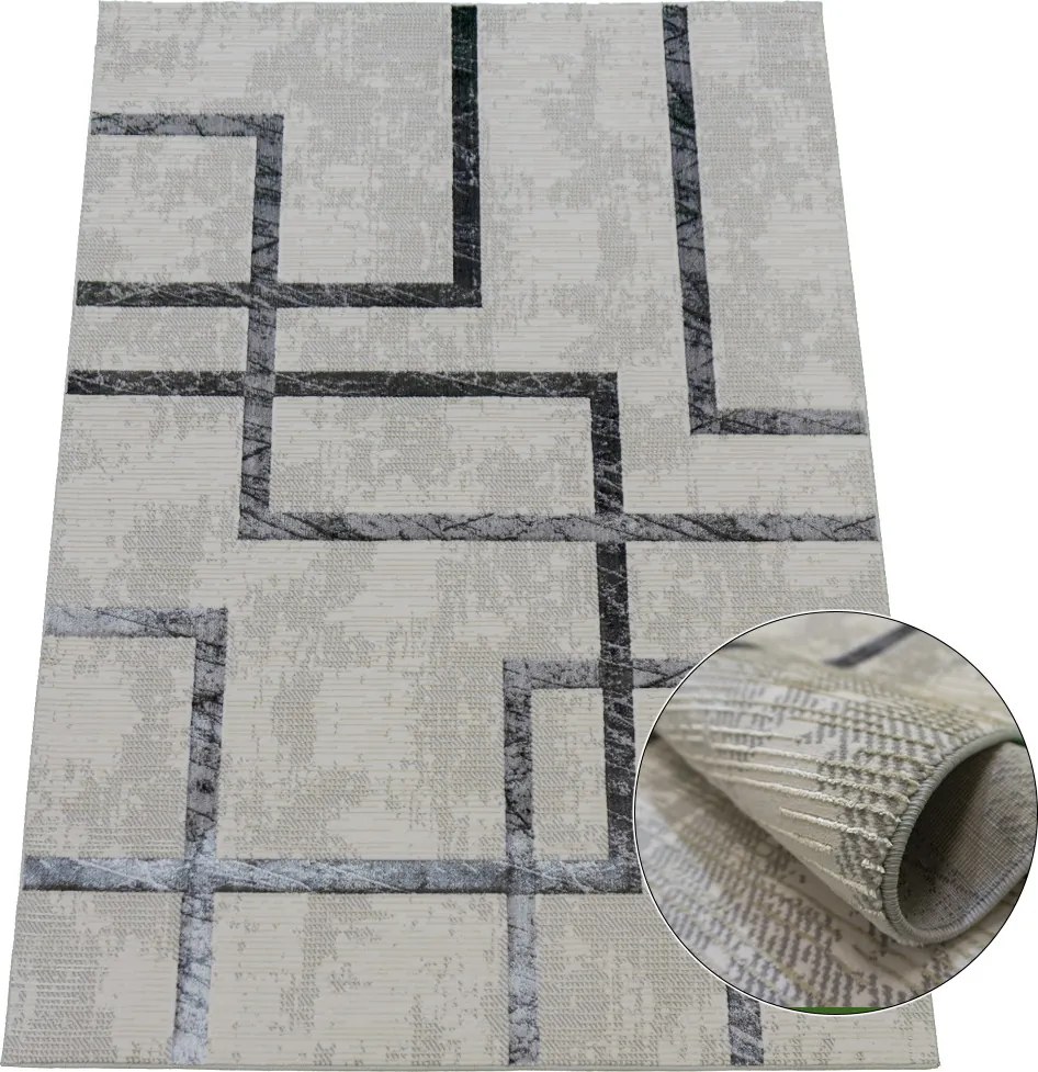 BE Koberec Esprit 3609 GREY - šedý obdélníkový Rozměr: 60x100 cm