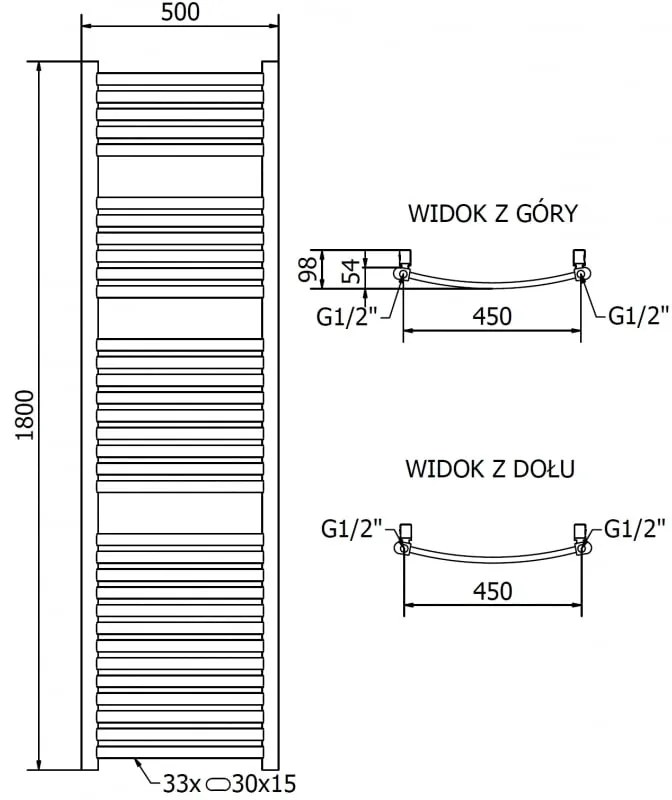Mexen Helios, elektrické topné těleso 1800 x 500 mm, 900 W, zlatá lesklá, W103-1800-500-2900-50