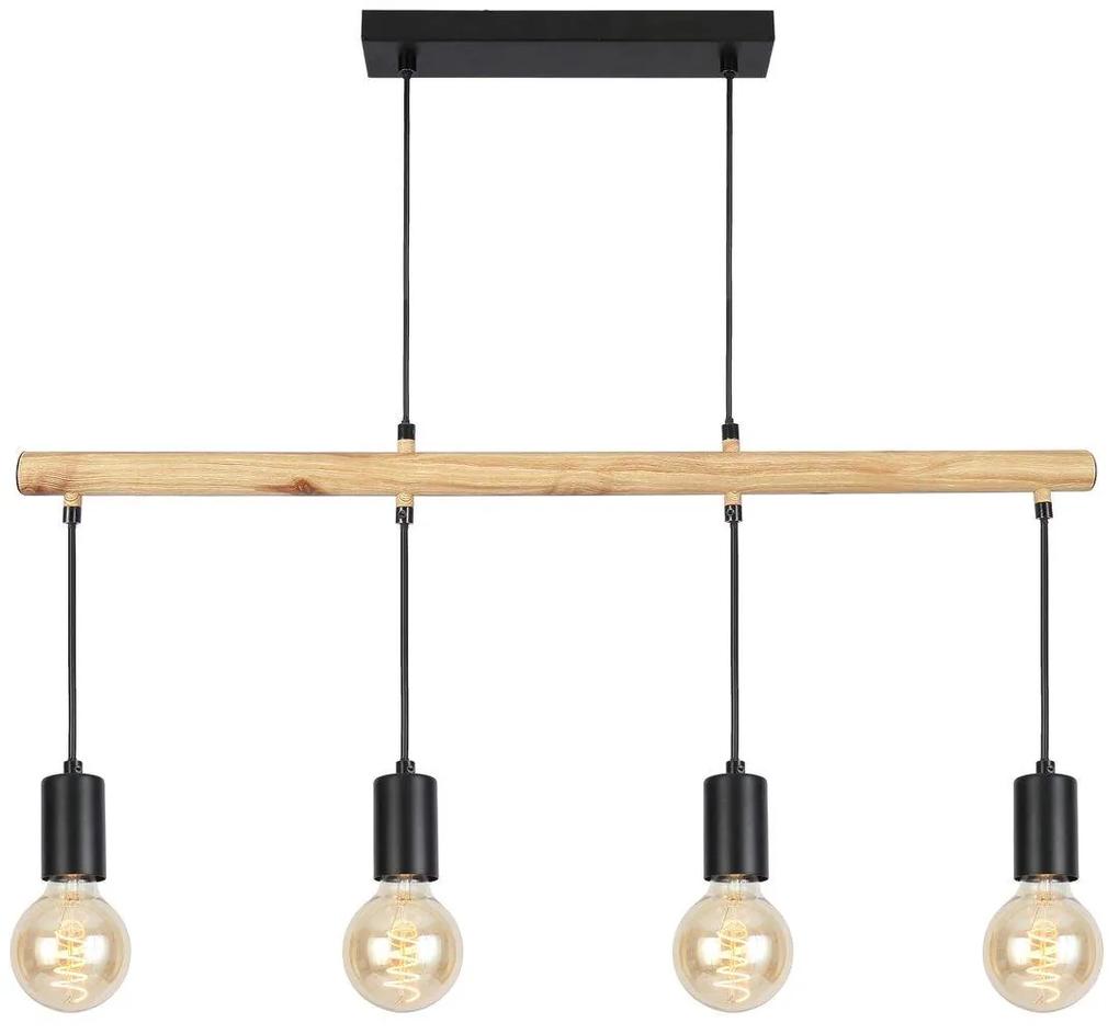 Závěsné osvětlení ve skandinávském stylu nad jídelní stůl TRAPANI, 4xE27, 60W, černé Clx