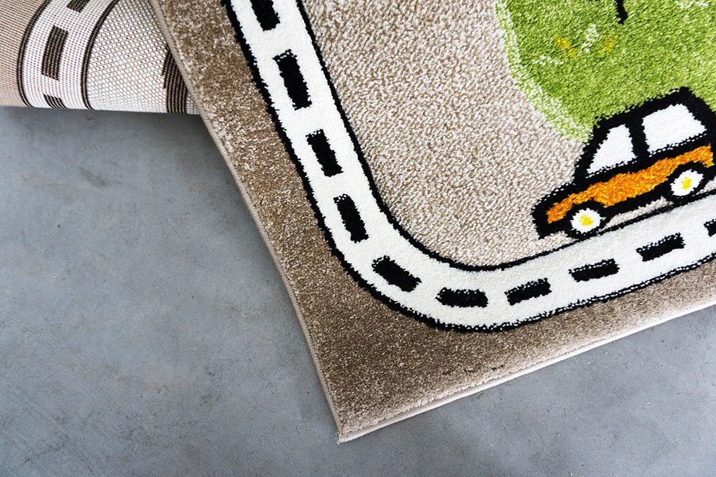 BE Dětský koberec Smart Kids 22919 BEIGE - béžový obdélníkový, autoškola Rozměr: 120x180 cm