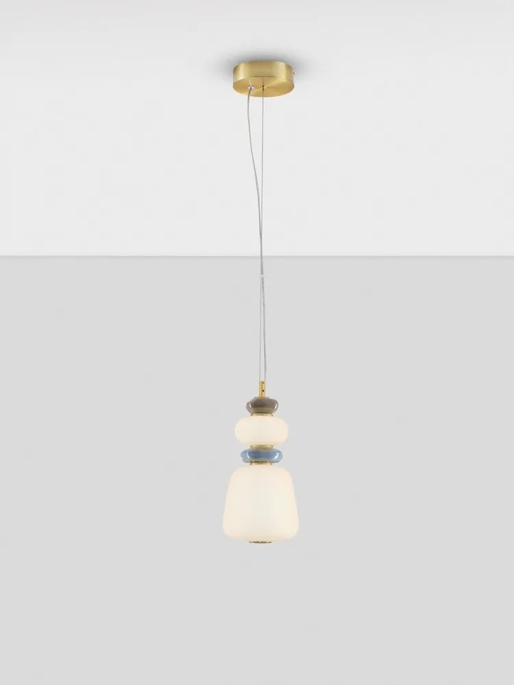 Bílé/ve zlaté barvě kovové LED stmívatelné závěsné svítidlo s porcelánovým stínidlem/se skleněným stínidlem ø 17 cm Palo – Nova Luce