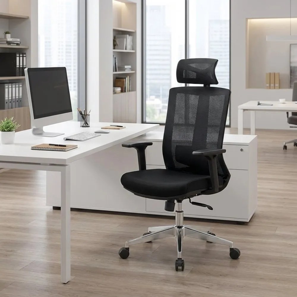 Kancelářská ergonomická židle Neoseat SABRINA — síť / látka, černá, nosnost 150 kg