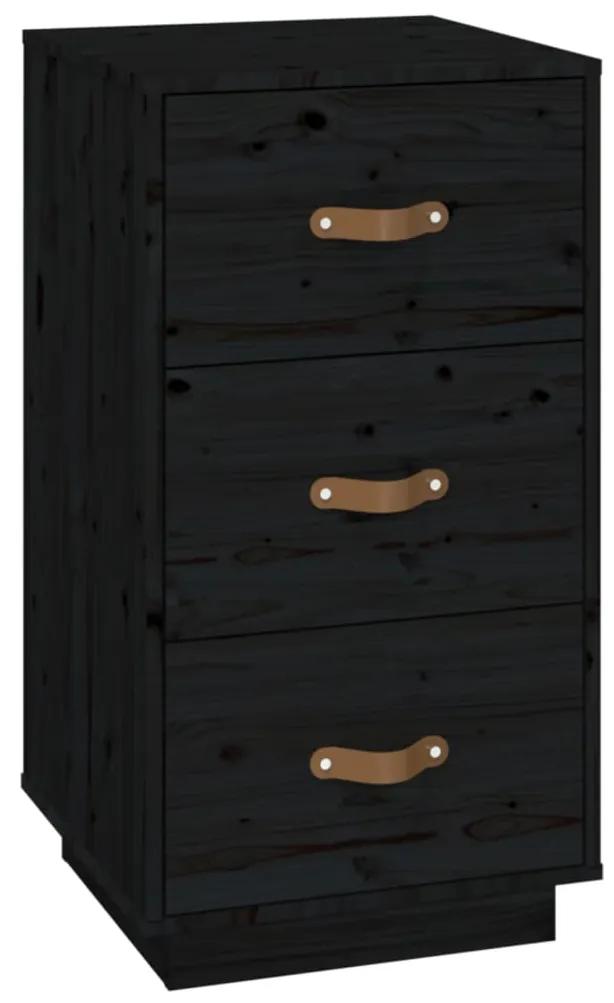 Noční stolek černý 40 x 40 x 75 cm masivní borové dřevo - Default Title