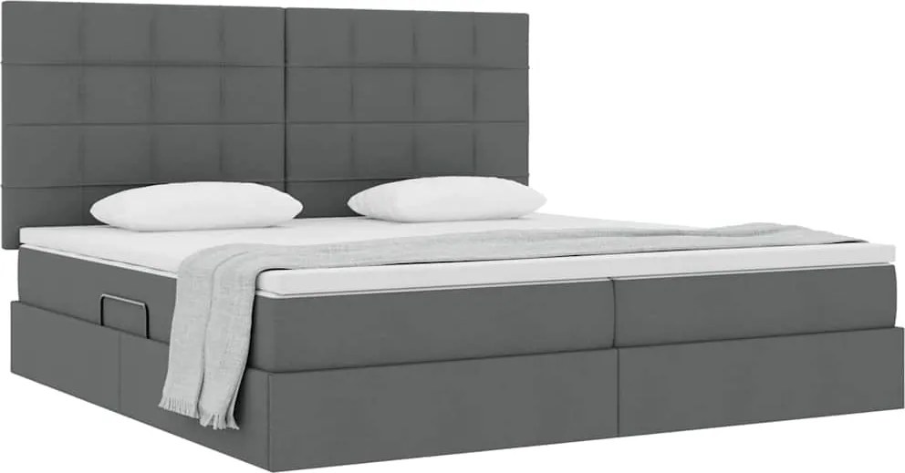 Postel s úložným prostorem a matrací Tmavě šedá 200 x 200 cm 3371803