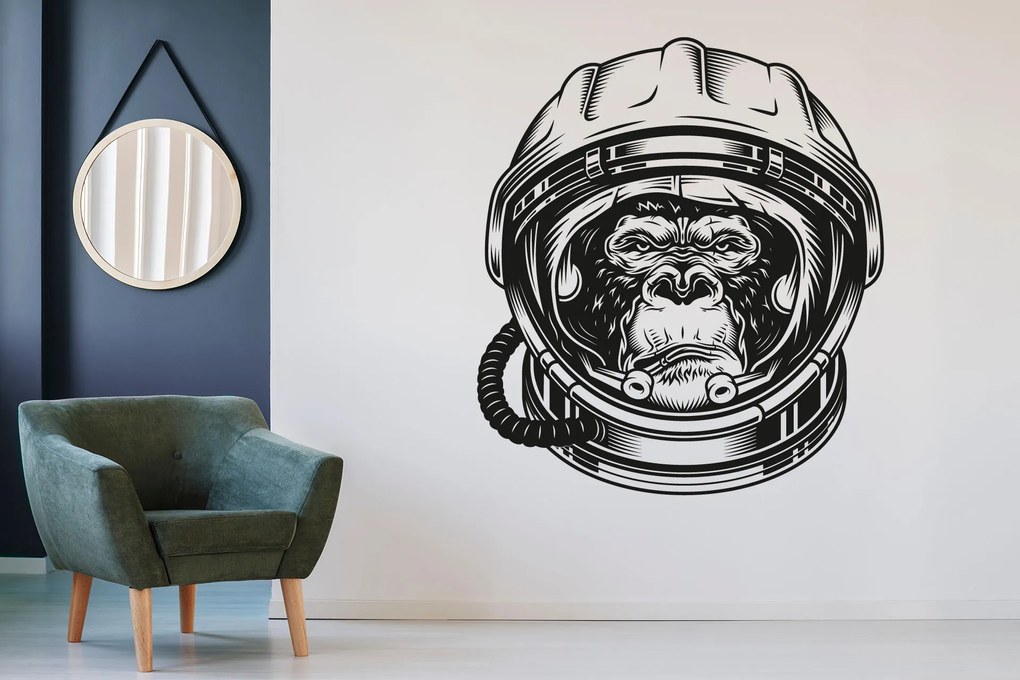 Lepy.cz Samolepka na zeď Opice, kosmonaut Velikost (šířka x výška): 70x79cm, Barevná varianta: Tyrkysová modrá