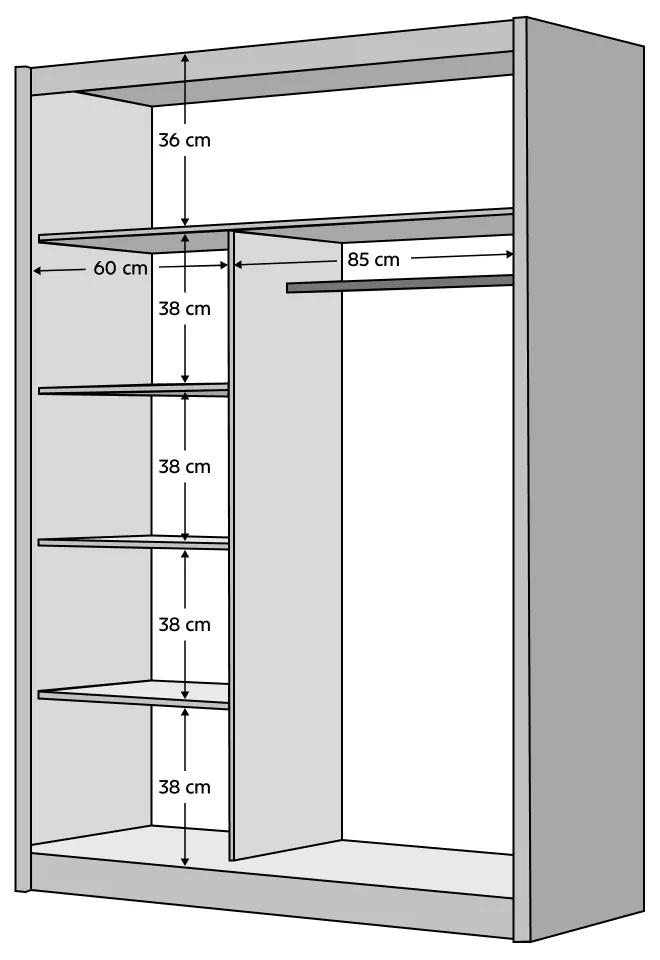 Skříň s posuvnými dveřmi LADDER 150 cm, bílá a dub craft