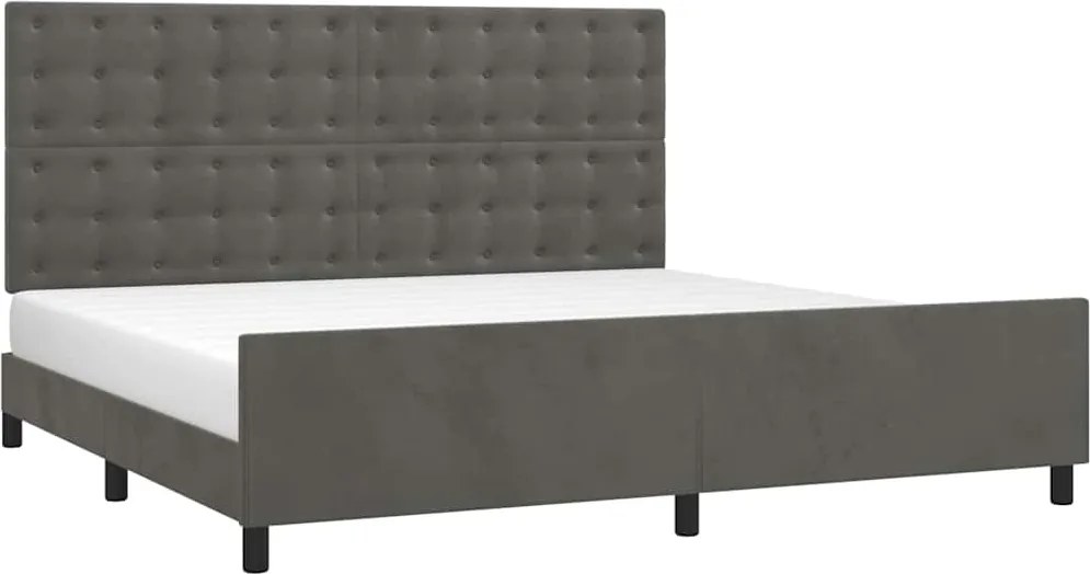 Rám postele bez matrace tmavě šedý 200 x 200 cm samet 3126020