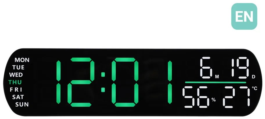 JVD Digitální černý budík do el. sítě JVD SB5512.2 se zelenými LED číslicemi