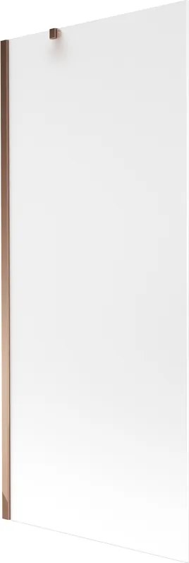 Mexen Next, vanová zástěna 1-křídlová 80 x 150 cm, fixní křídlo, 6 mm námraza sklo, růžové zlato profil, 895-080-000-00-30-60