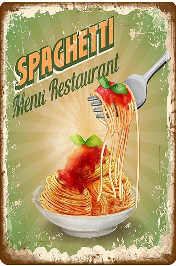 Plechová cedule Spaghetti Velikost: A5 (20 x 15 cm)