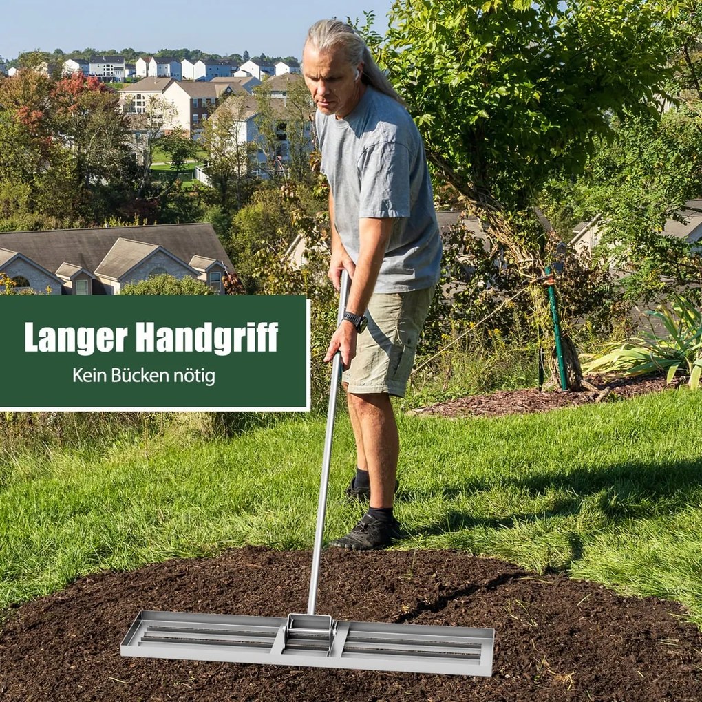 Costway Urovnávací hrábě s ergonomickou rukojetí, robustní nářadí na trávu