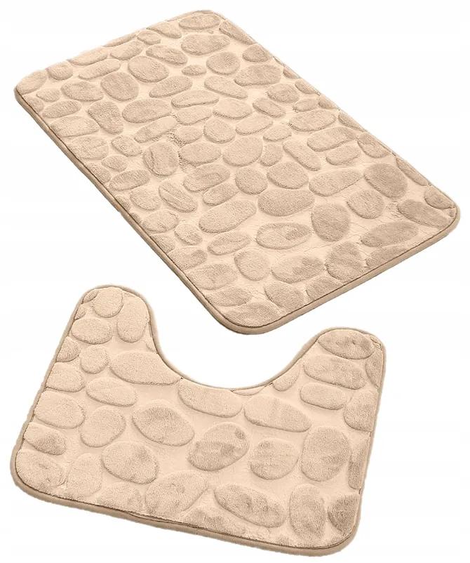 Koupelnové kusové koberečky Stone 2 kusy 80x50/40x50cm bežový