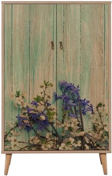 Dřevěná skříň Ananias Flower, výška 127 cm