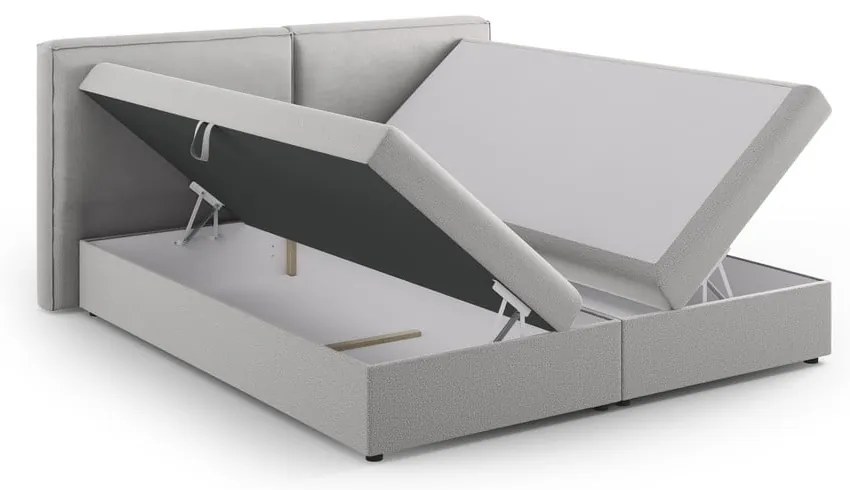 Světle šedá boxspring postel s úložným prostorem 140x200 cm Arendal – Cosmopolitan Design