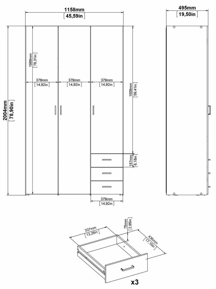 Tvilum Skříň Sid 3d3s sonoma