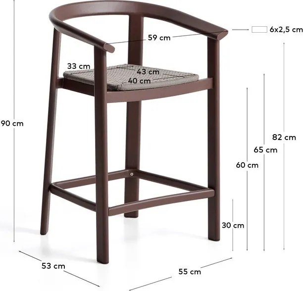 Hnědá dřevěná zahradní barová židle Erice – Kave Home