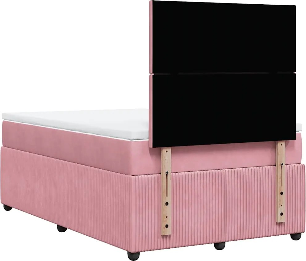 Box spring postel s matrací růžová 120 x 200 cm samet 3292309