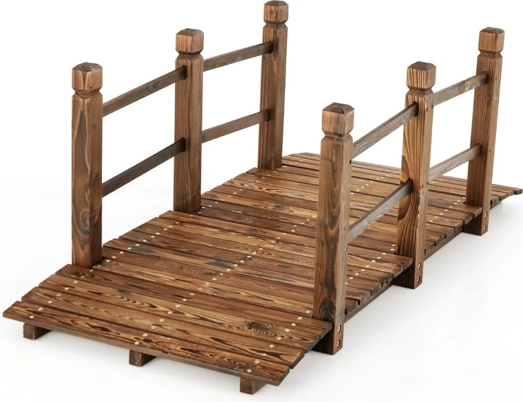 Costway Masivní dřevěný zahradní můstek 150 cm, hnědý
