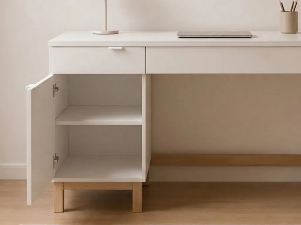 Dětský psací stůl MODEL se šuplíky a skříňkou Zvolte barvu: Světle modrá s bílým úchytem, Zvolte rozměr: 100x60 cm, Zvolte stranu: Pravá