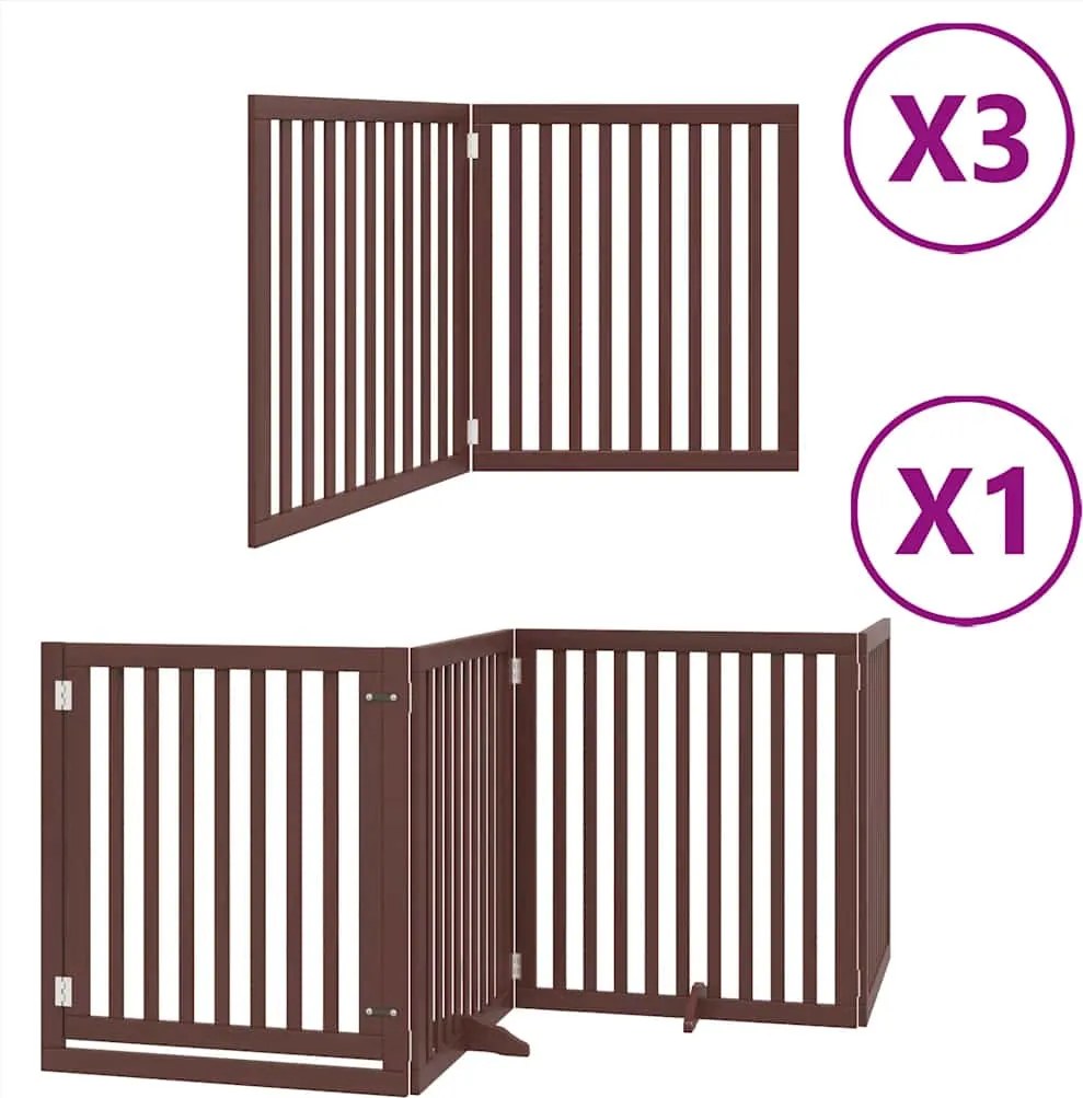 Zábrana pro psy s dvířky skládací 10 panelů hnědá 800 cm topol 3155695